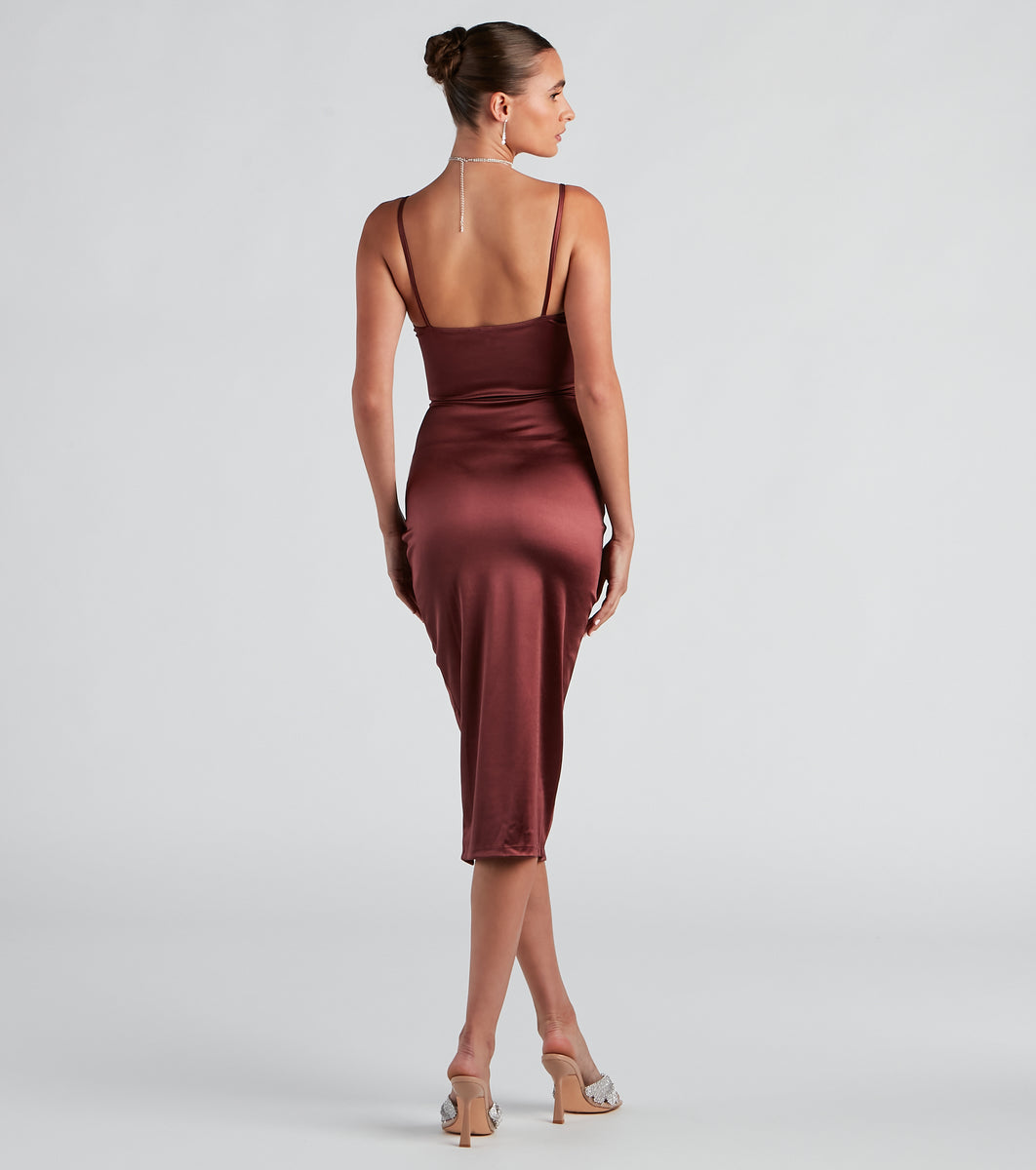 Cocktail Glam Satin Midi Dress & Windsor