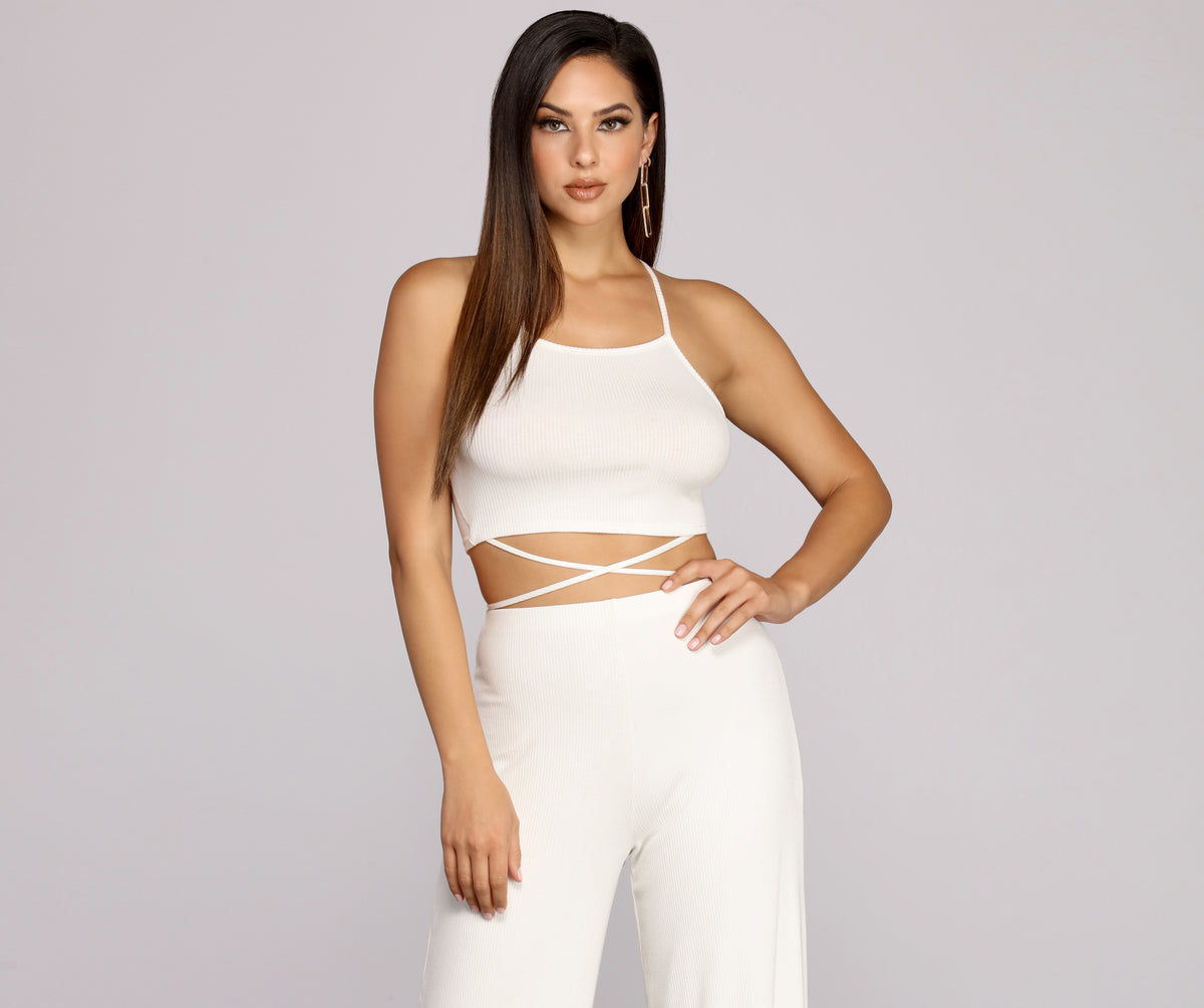 X Marks Ribbed Crop Top & Windsor