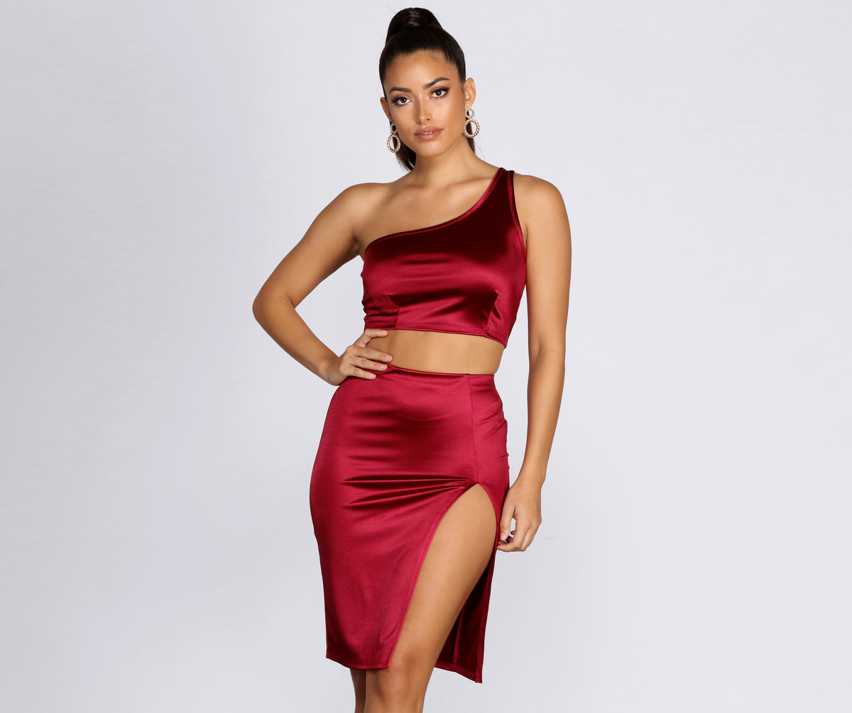 Sultry Satin One Shoulder Top & Windsor