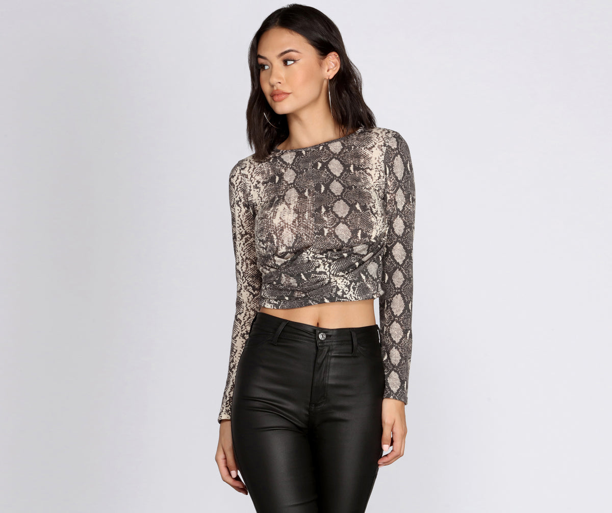 Twist Front Snake Print Crop Top & Windsor
