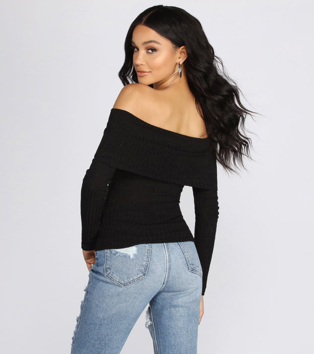 Ribbed Knit Off The Shoulder Top & Windsor