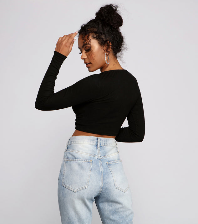 Trendy Twist Front Brushed Knit Crop Top & Windsor