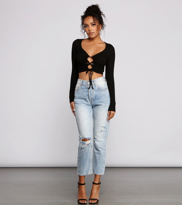 Trendy Twist Front Brushed Knit Crop Top & Windsor