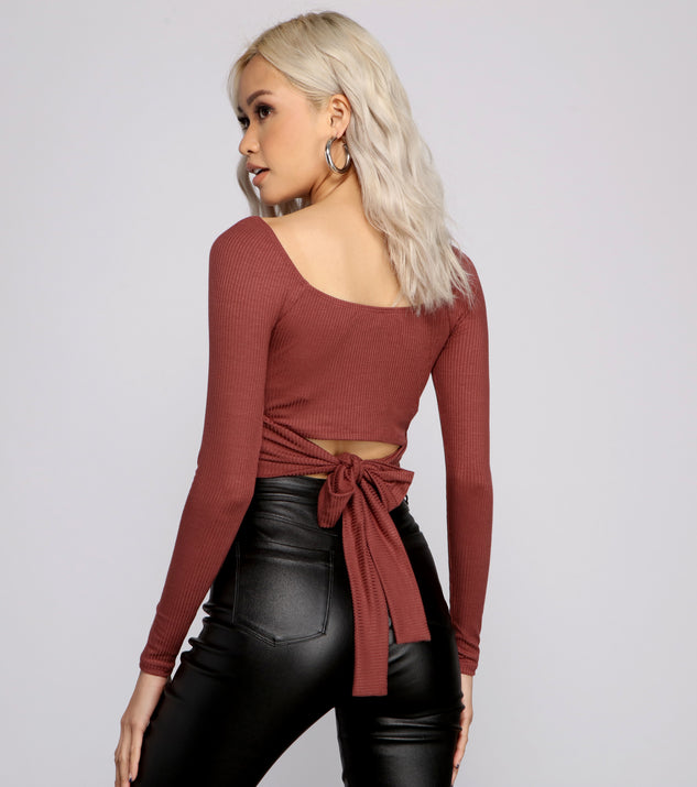 Tie Back Ribbed Knit Crop Top & Windsor