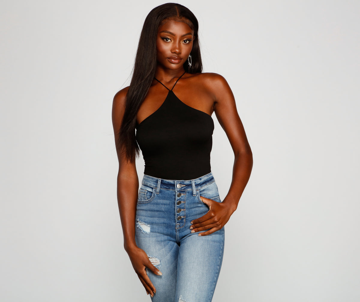 Trendy Strappy Back Halter Bodysuit & Windsor