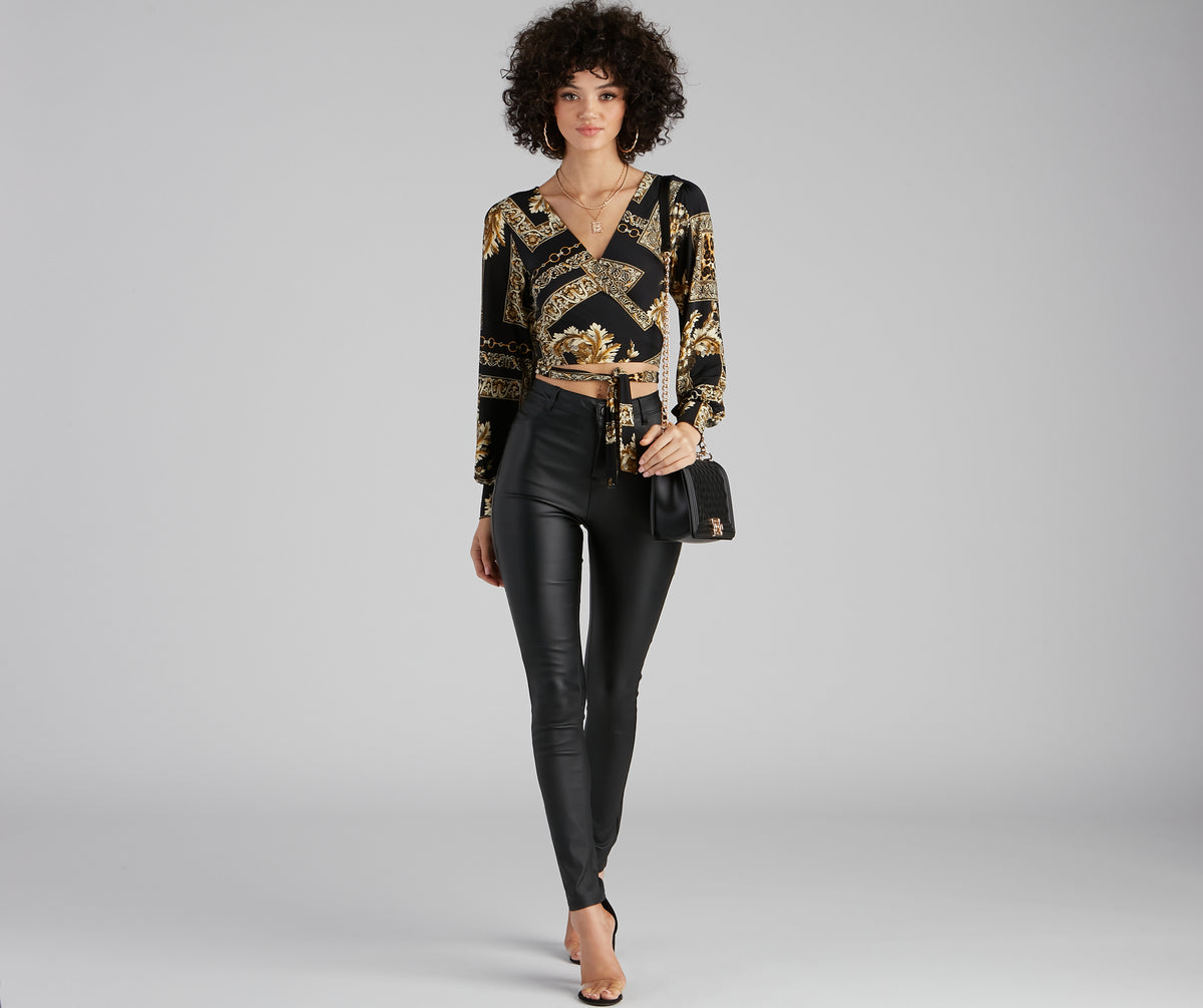 Royal Wraps Scroll Cheetah Print Top & Windsor