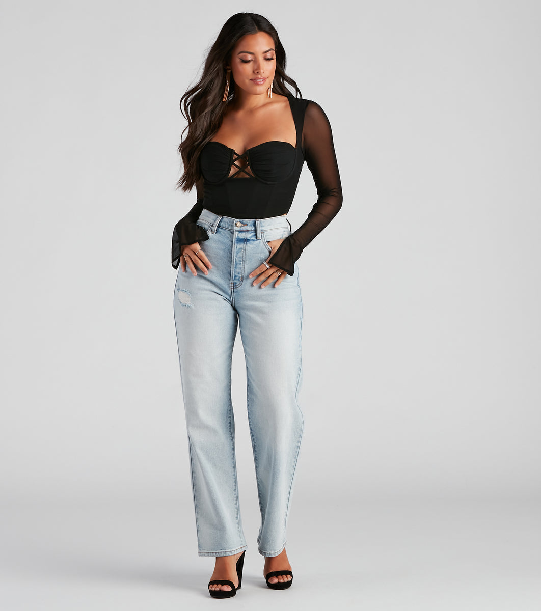 String Me Along Mesh Crop Bustier & Windsor