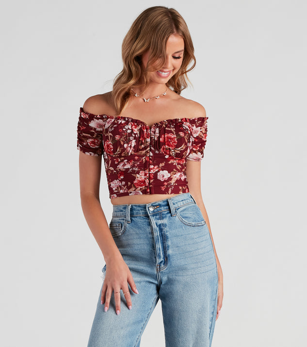 Fall Florals Mesh Crop Bustier & Windsor