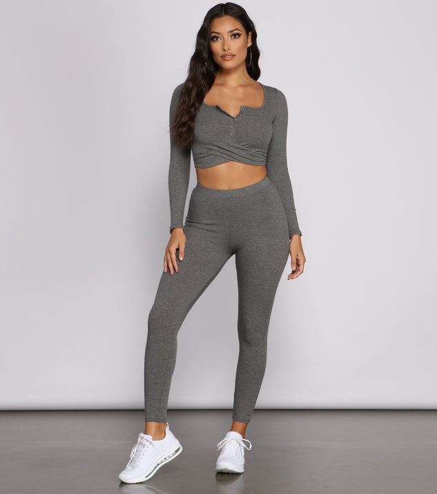 Ribbed Knit Henley Crop Top & Windsor
