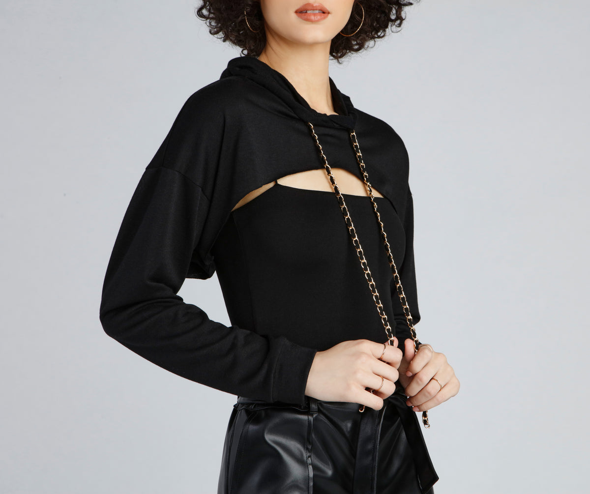 Hawt Crop Chain Detail Hoodie Top & Windsor