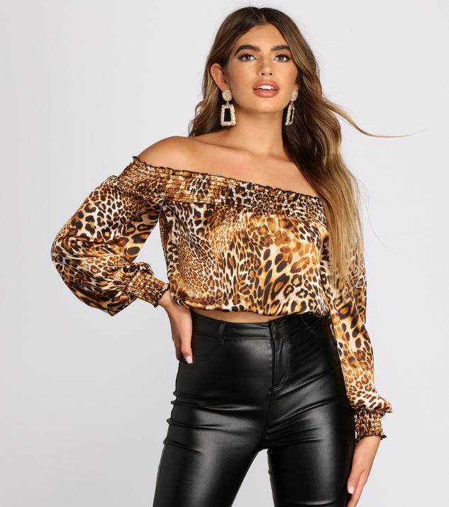 Feline Wild Leopard Off Shoulder Top & Windsor