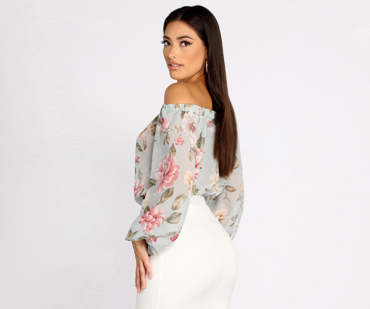 Flowy Floral Chiffon Crop Top & Windsor