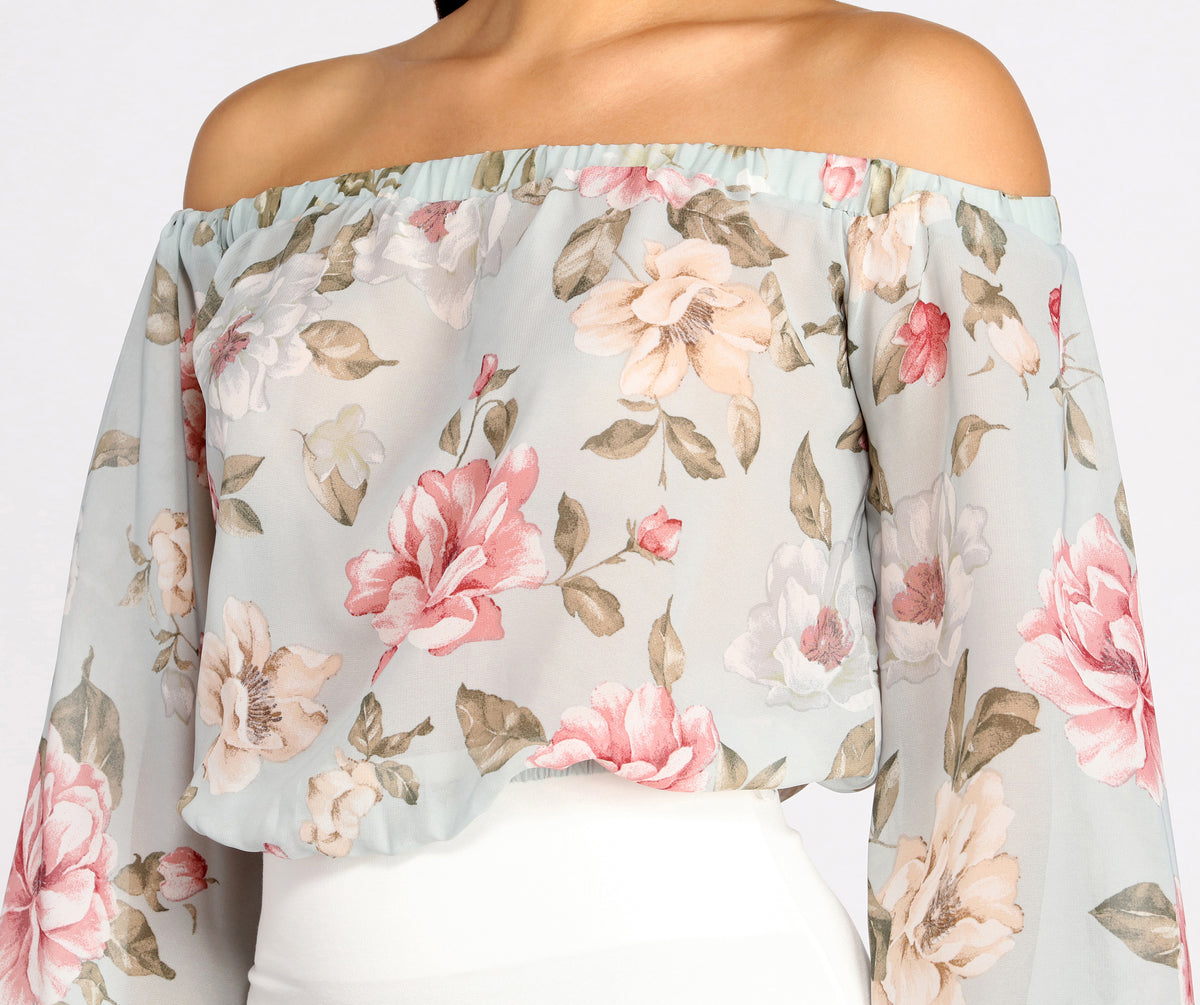 Flowy Floral Chiffon Crop Top & Windsor