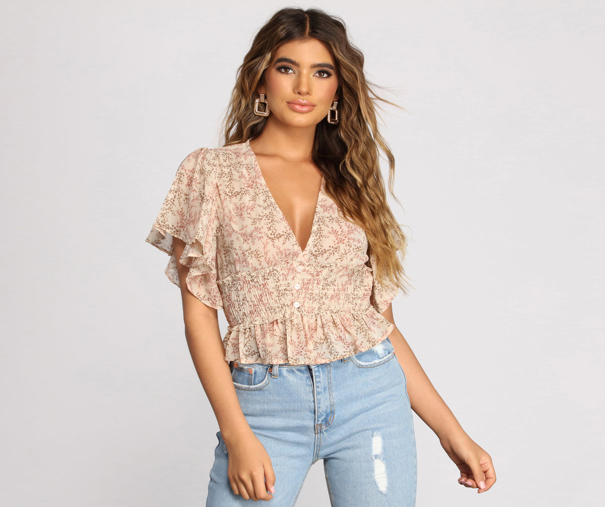 Flutter Some Hearts Floral Crop Top & Windsor