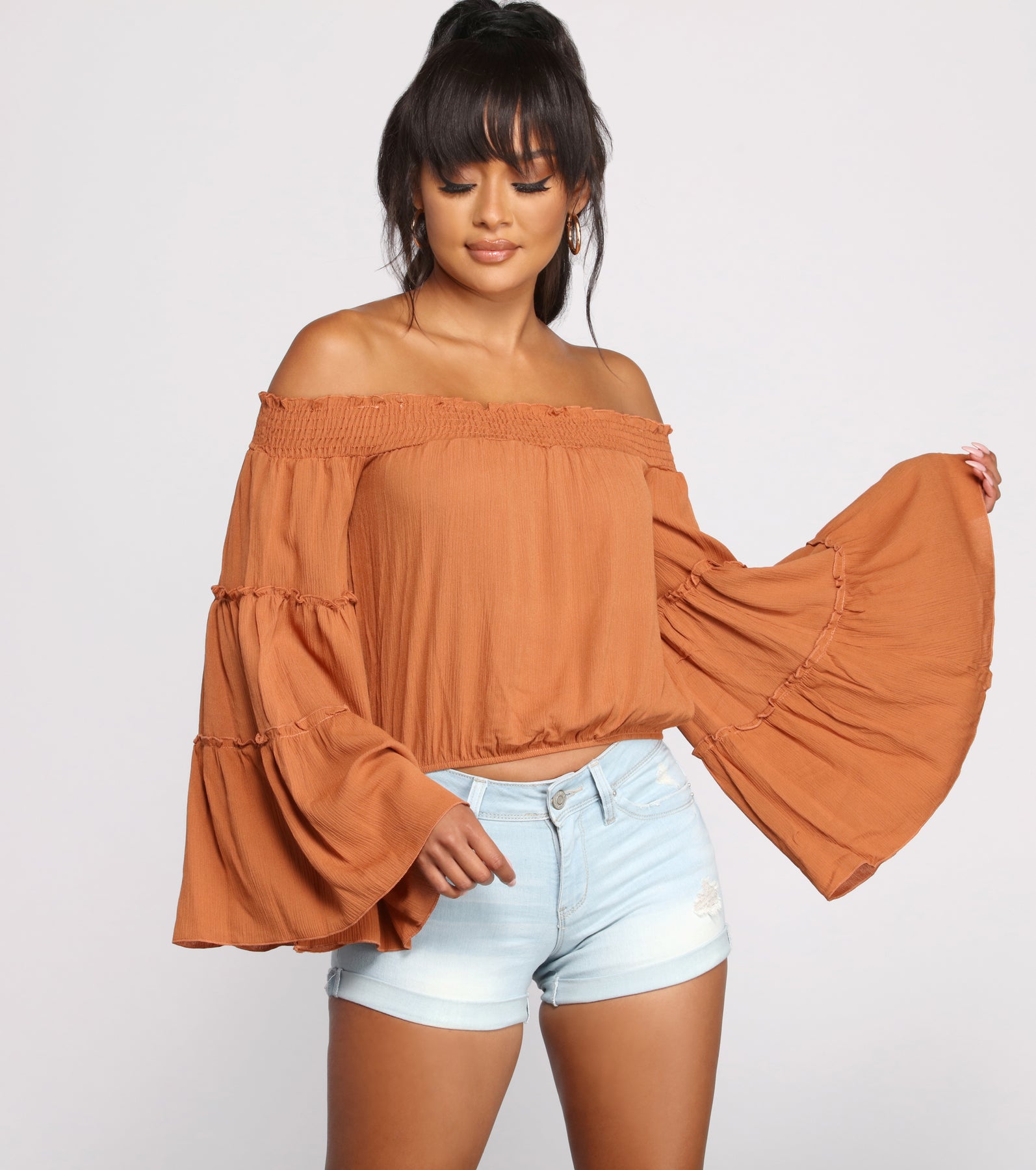 Flowy Feels Off The Shoulder Crop Top & Windsor