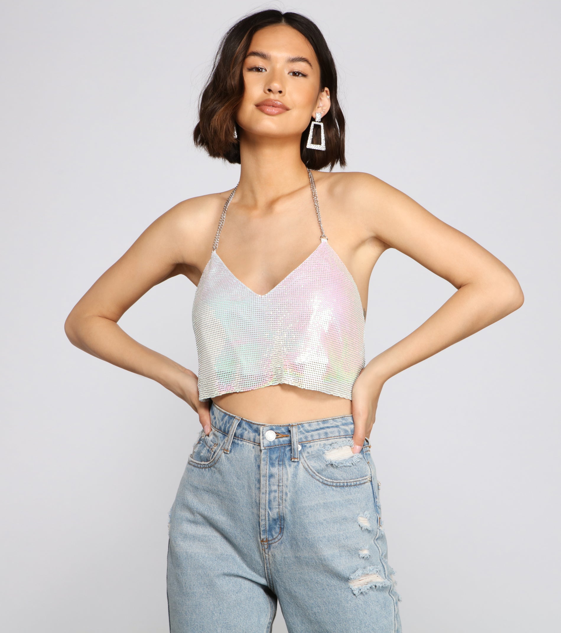 All The Glitz Chainmail Halter Top & Windsor