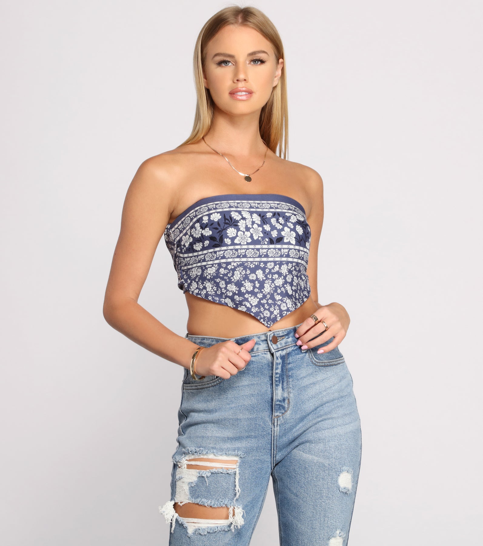 Smocked Floral Fusion Tube Scarf Top & Windsor