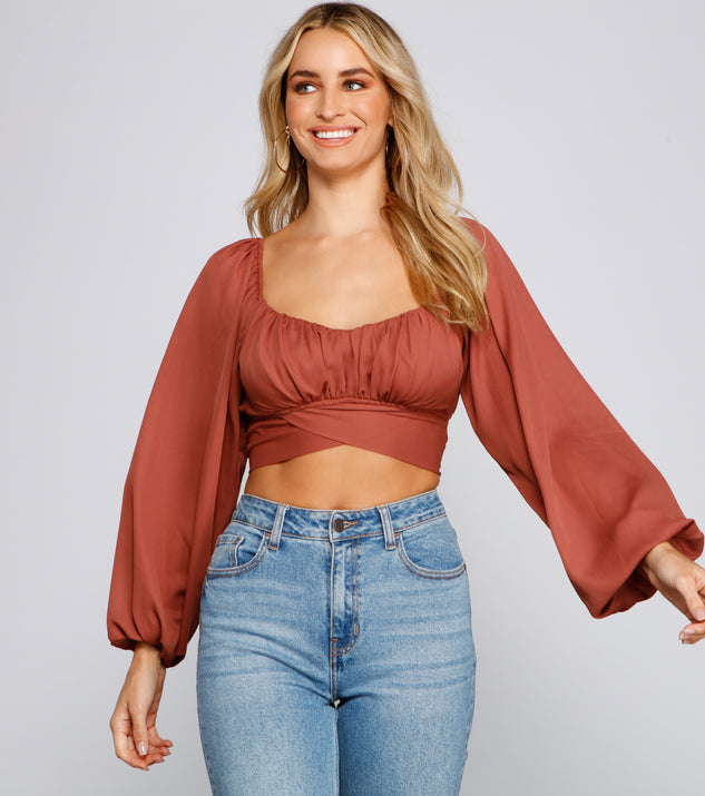 Cinched And Chic Chiffon Crop Top & Windsor