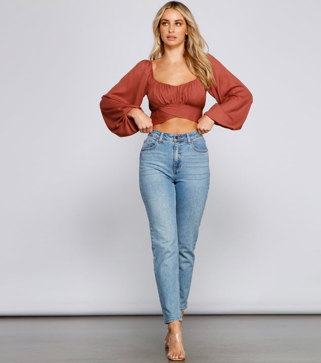 Cinched And Chic Chiffon Crop Top & Windsor