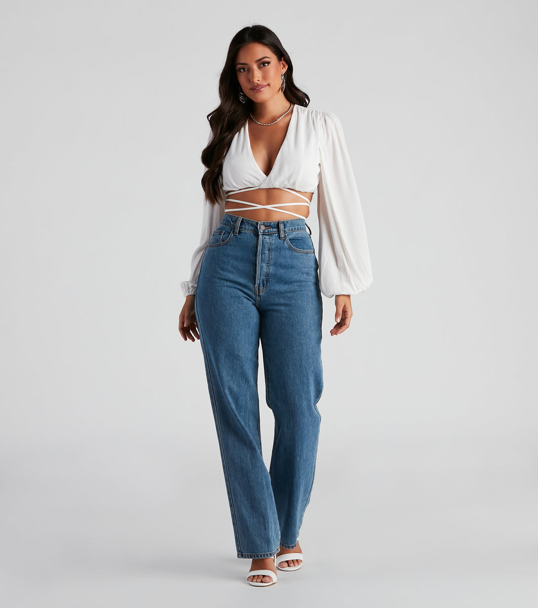 Heat Wave Gauze Wrap Tie Crop Top & Windsor