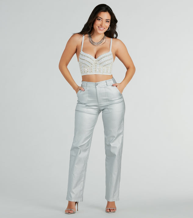 Fabulously Glam Rhinestone And Pearl Woven Bustier & Windsor