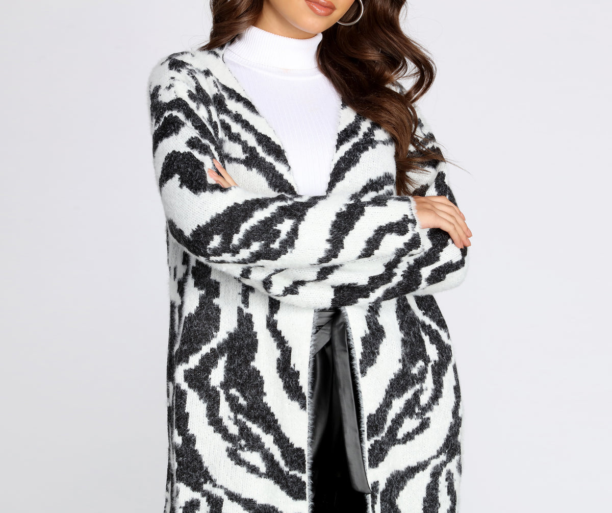 Fuzzy Zebra Print Cardigan & Windsor