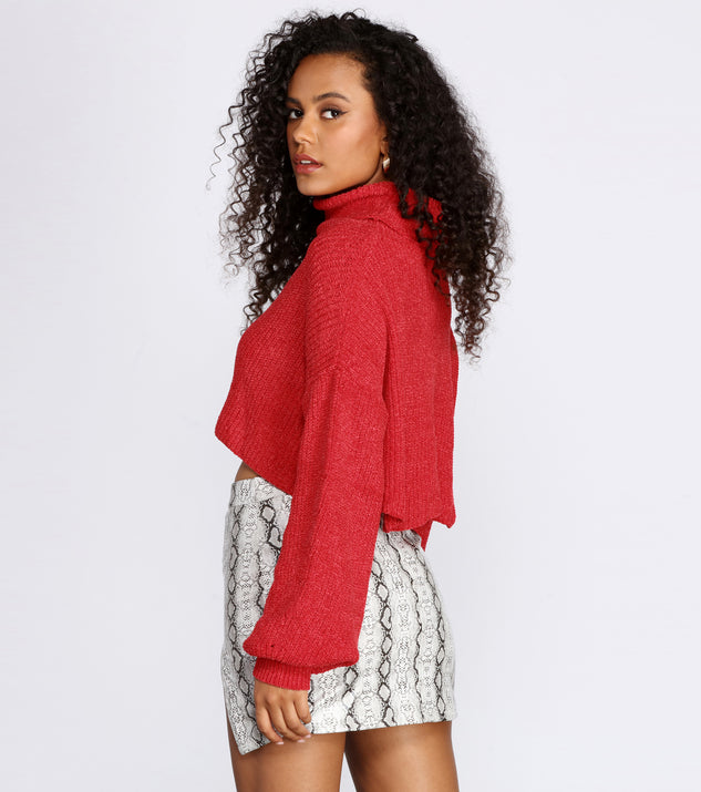 Cropped Chenille Turtleneck Sweater & Windsor