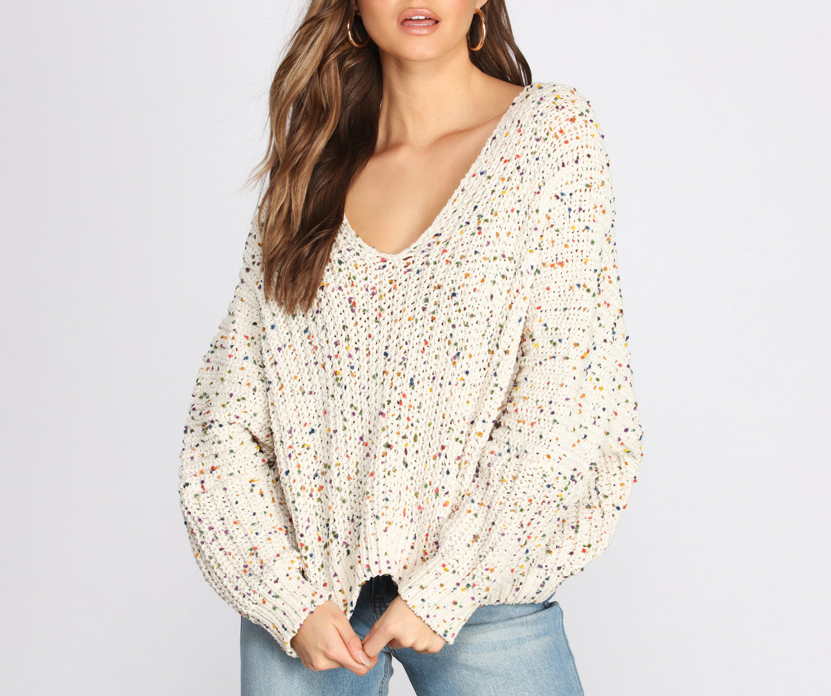 Confetti Knit V Neck Sweater & Windsor