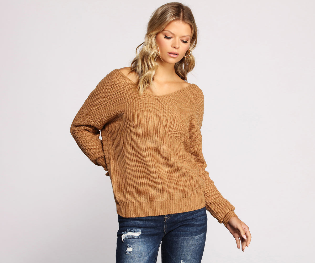 Trendy Knot Back V Neck Sweater & Windsor