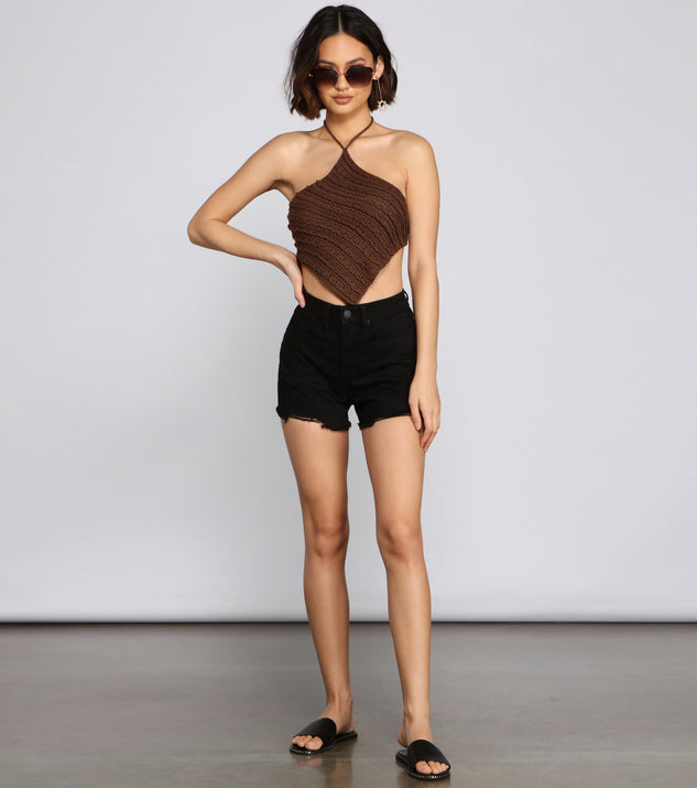 Crochet Knit Handkerchief Crop Top & Windsor