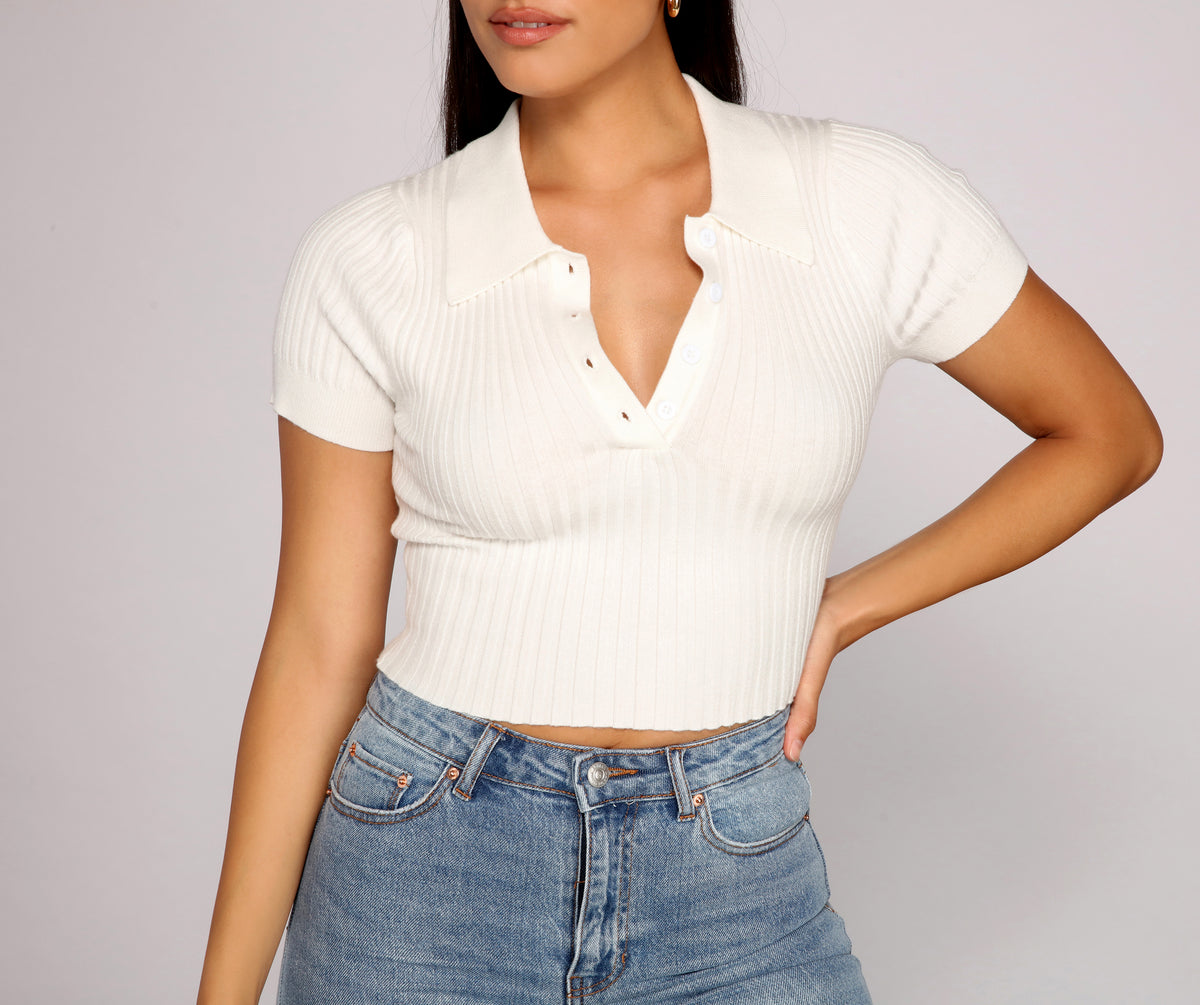 Perfectly Preppy Collared Henley Top & Windsor