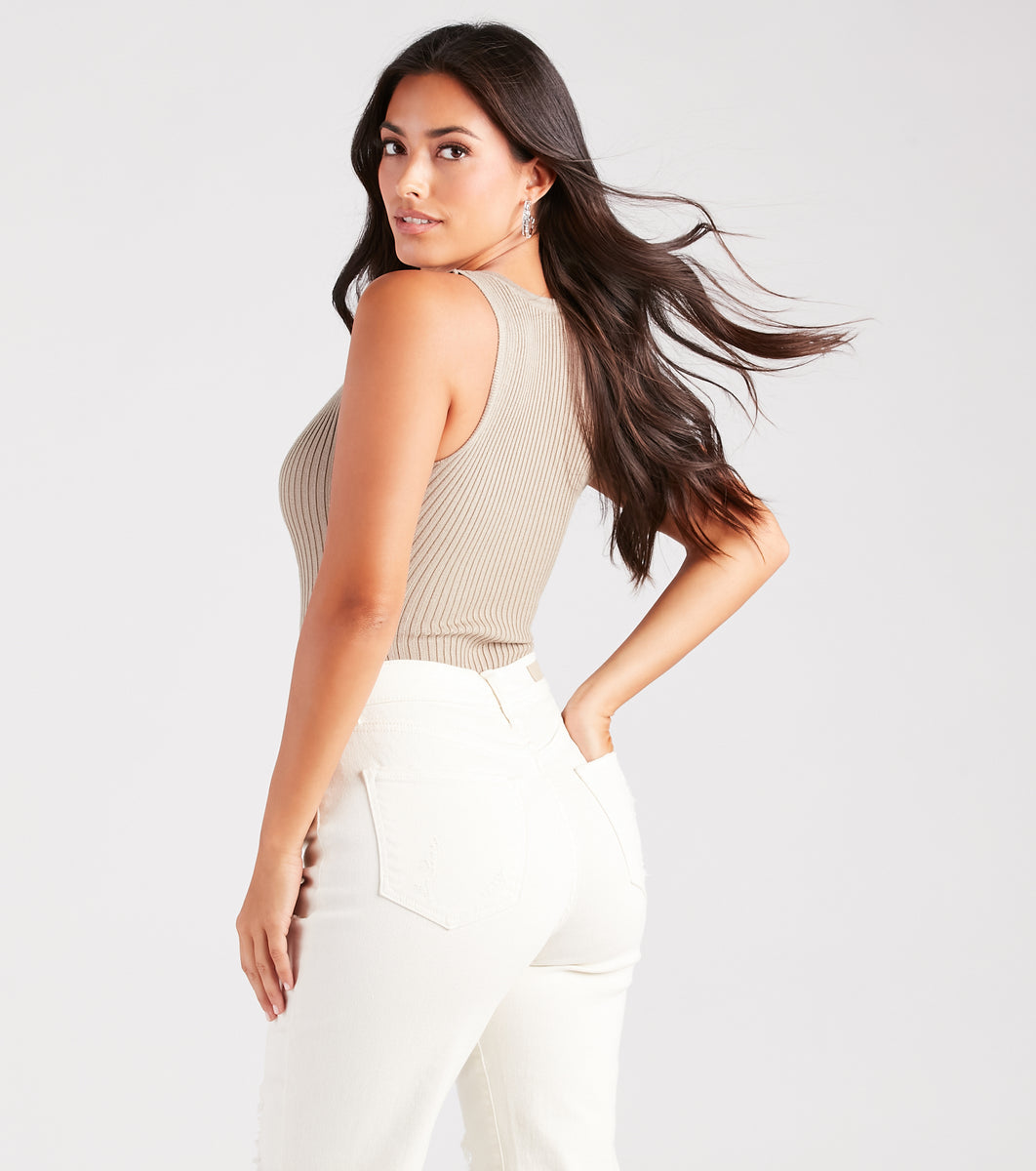 Down A Notch Sweater Knit Bodysuit & Windsor