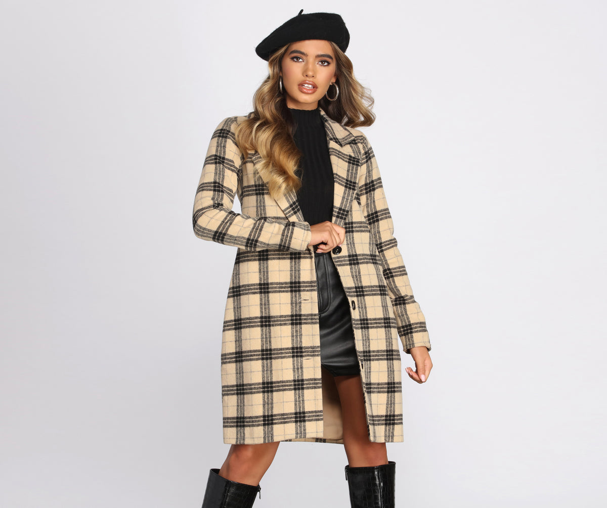 Oh So Fancy Brushed Plaid Coat & Windsor