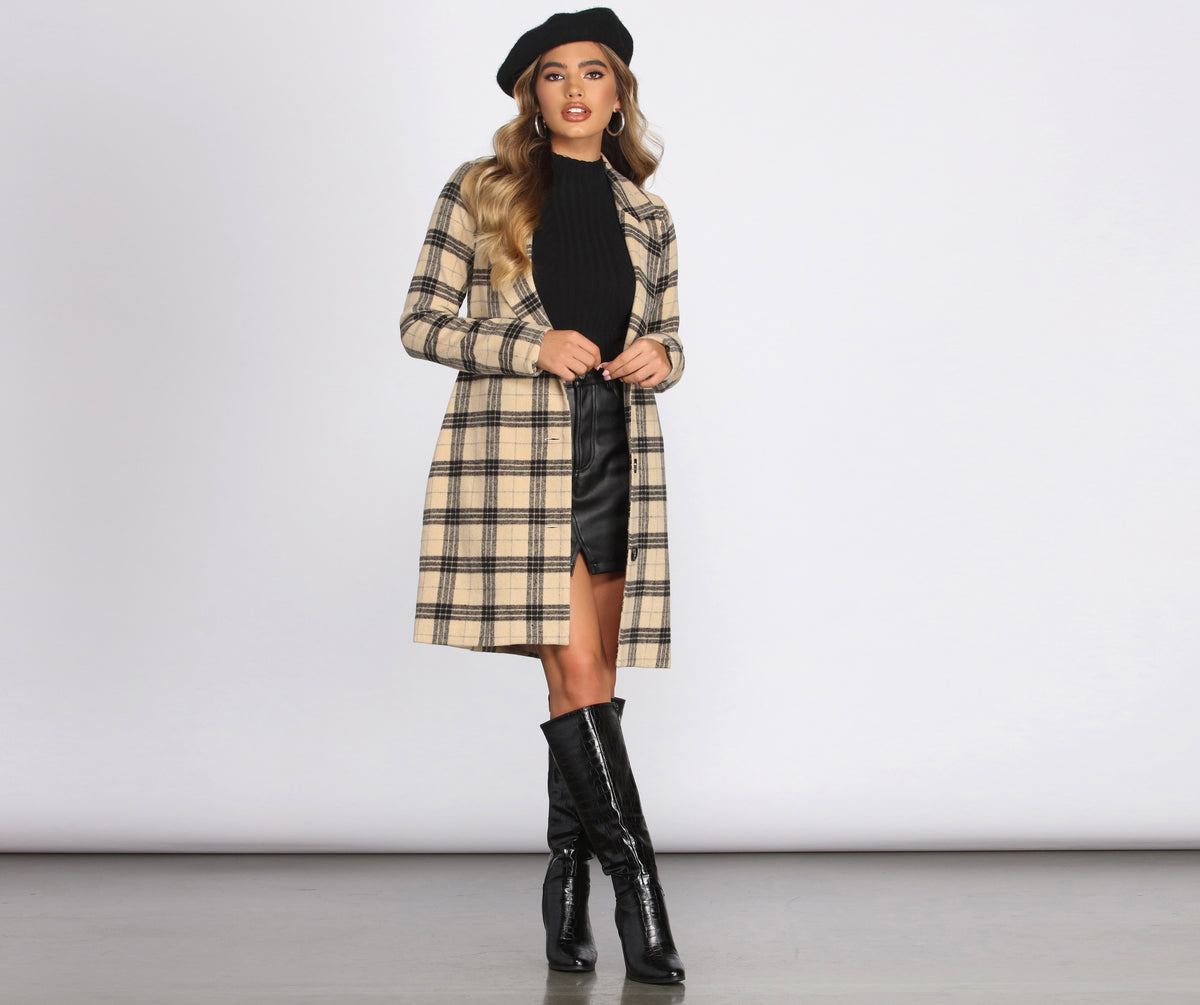 Oh So Fancy Brushed Plaid Coat & Windsor