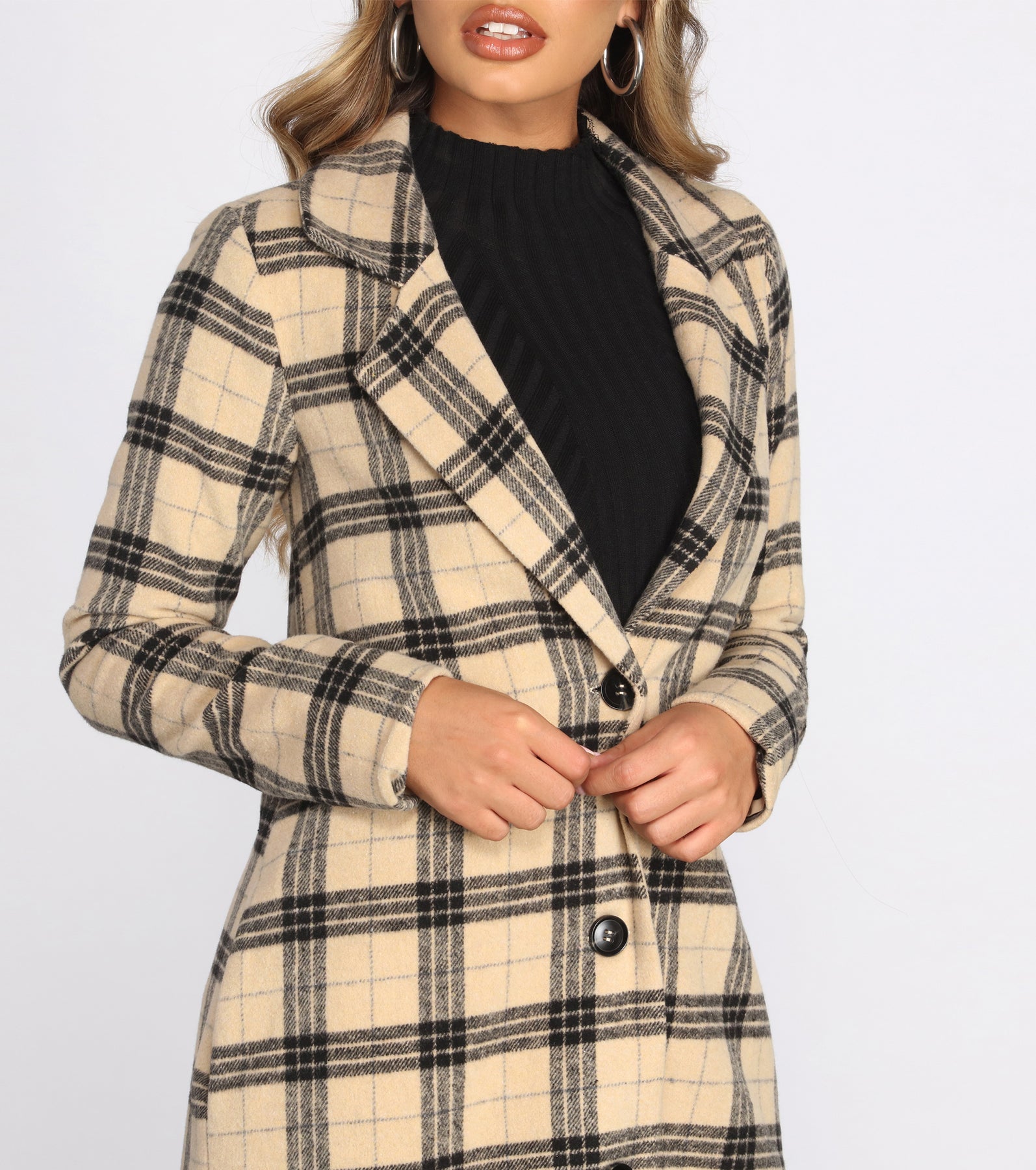 Oh So Fancy Brushed Plaid Coat & Windsor