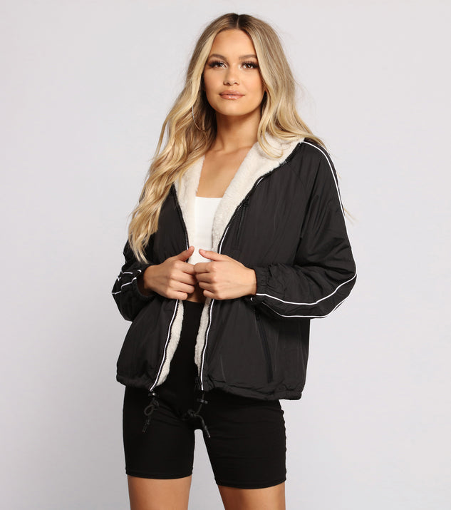 Trendy Nylon Faux Fur Reversible Jacket & Windsor