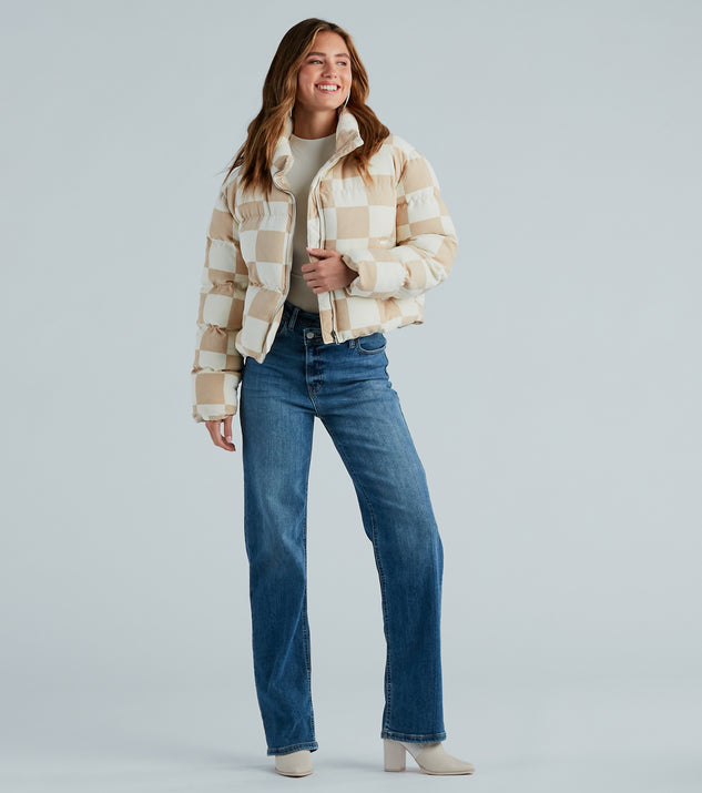 Check It Off Corduroy Checkered Puffer Jacket & Windsor