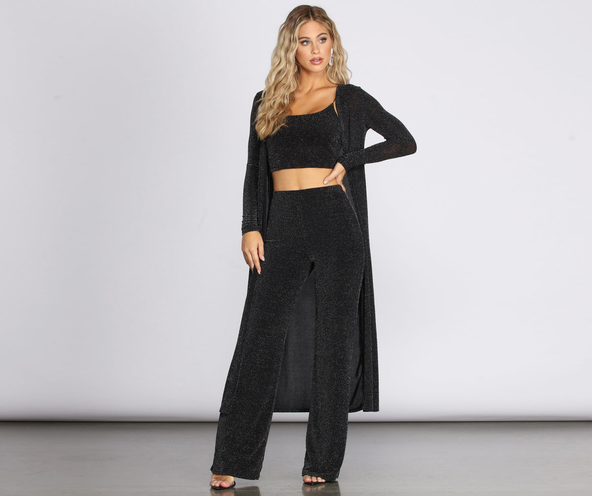Glittering Long Knit Duster & Windsor
