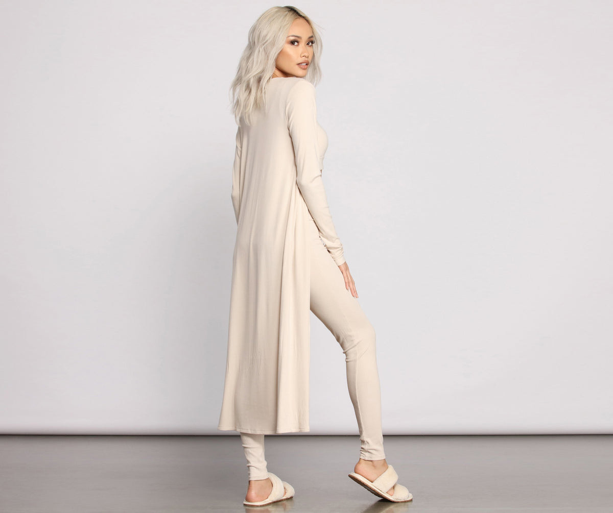 Ribbed Knit Long Sleeve Duster & Windsor