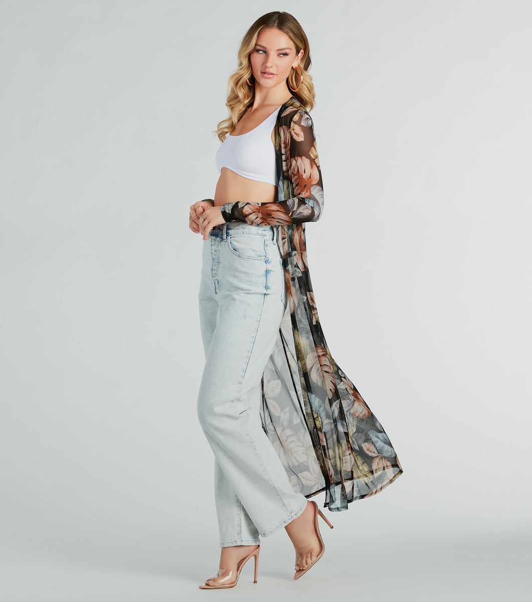 Resort-Ready Tropical Print Mesh Duster & Windsor