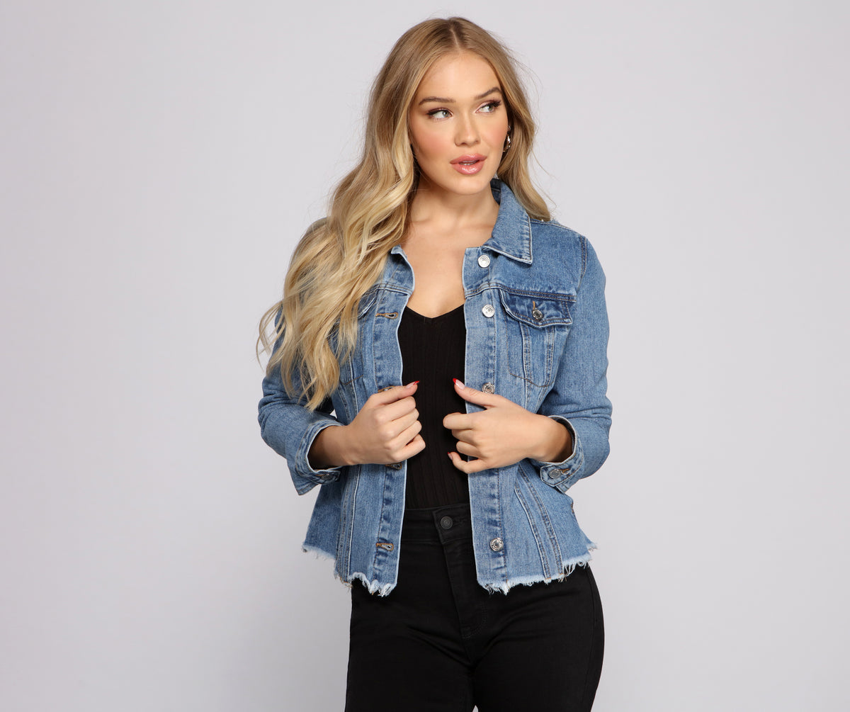 Fashionably Frayed Denim Jacket & Windsor