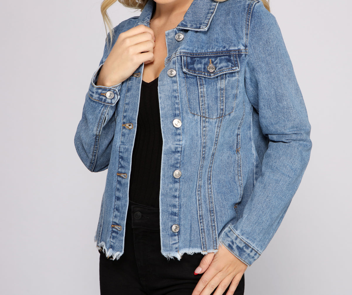 Fashionably Frayed Denim Jacket & Windsor