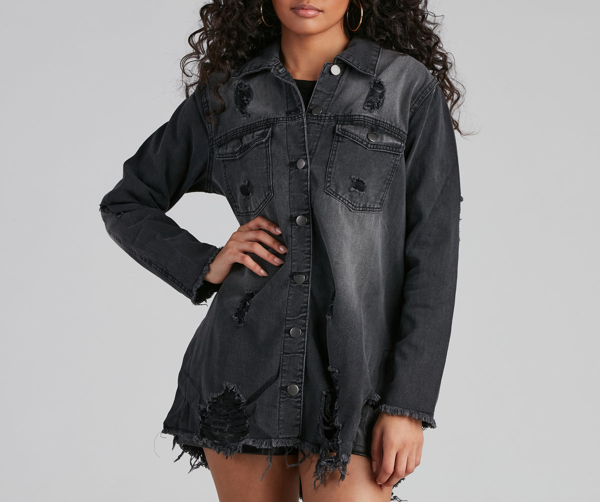 Grunge And Glam Denim Shacket & Windsor
