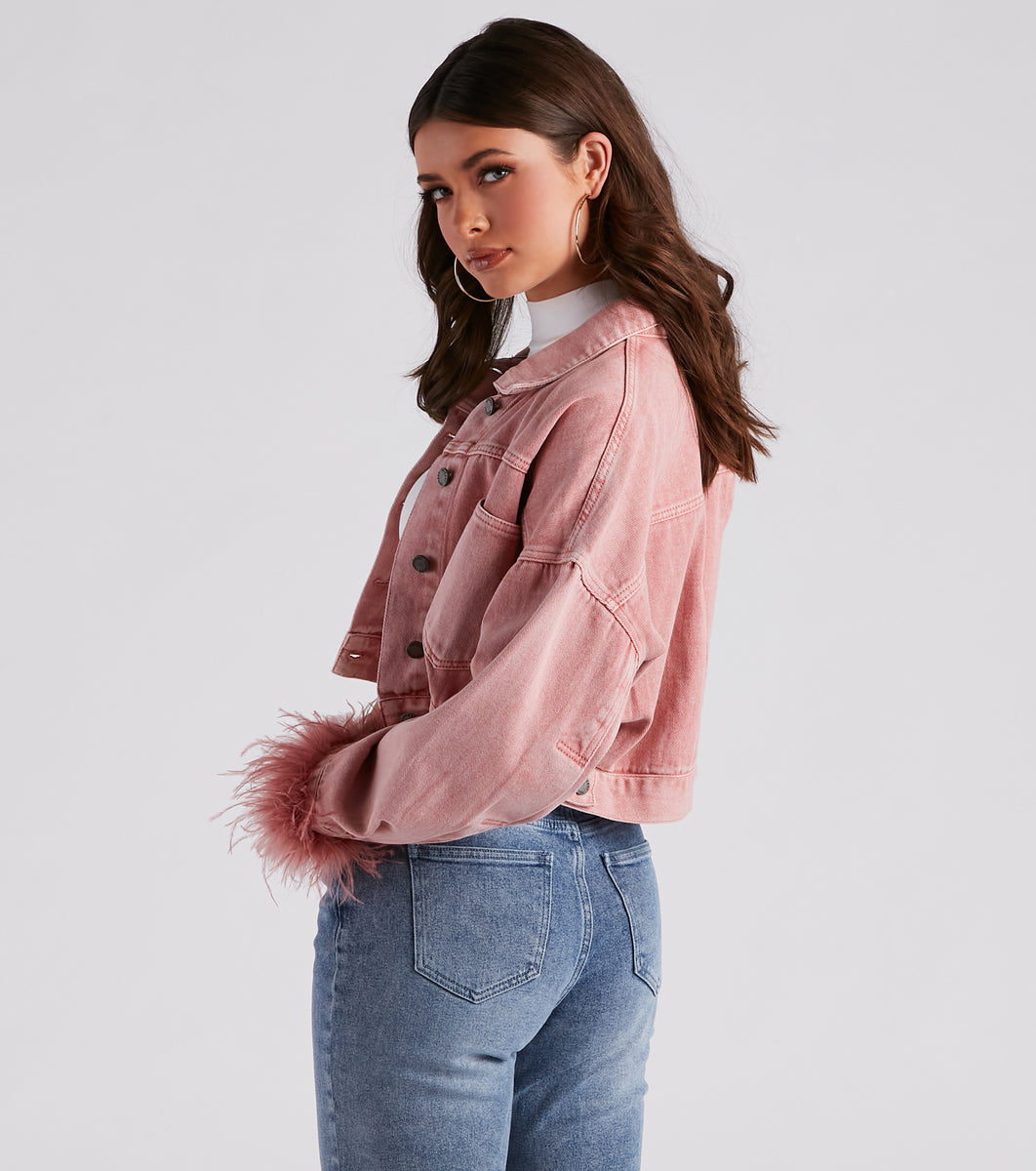 Luxe Touch Marabou Denim Crop Jacket & Windsor