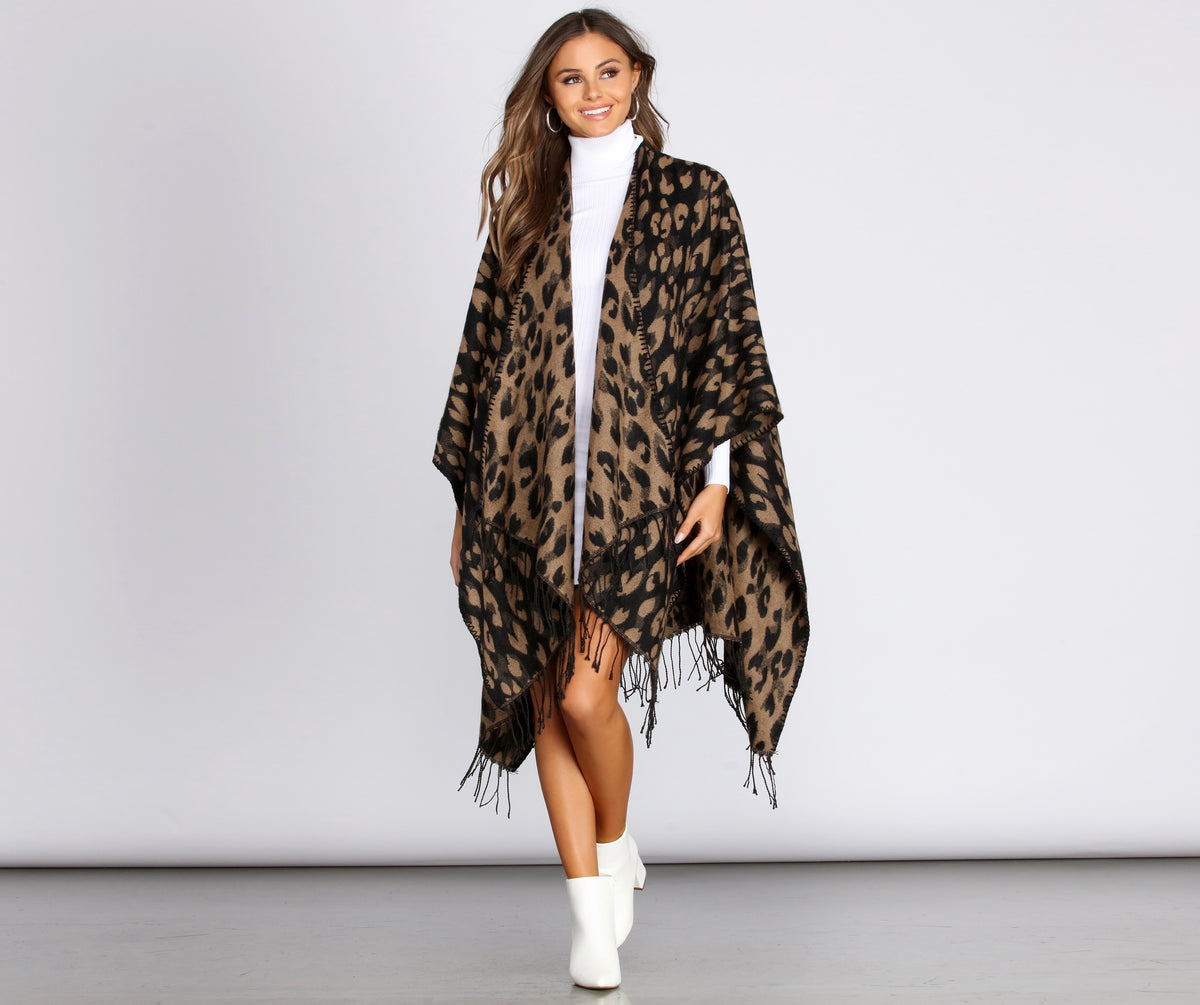 On The Spot Leopard Print Poncho & Windsor