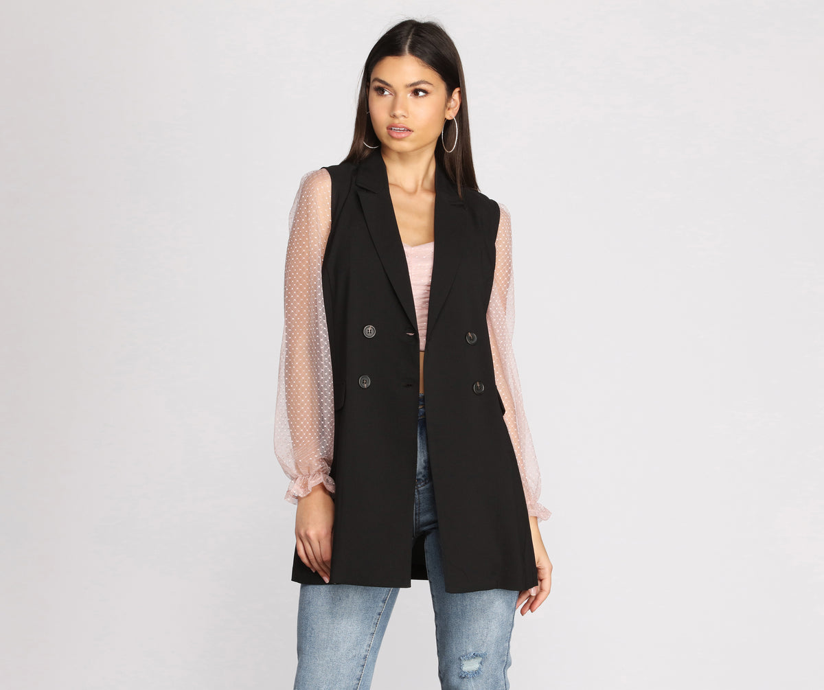 She's Busy Sleeveless Trench Vest & Windsor