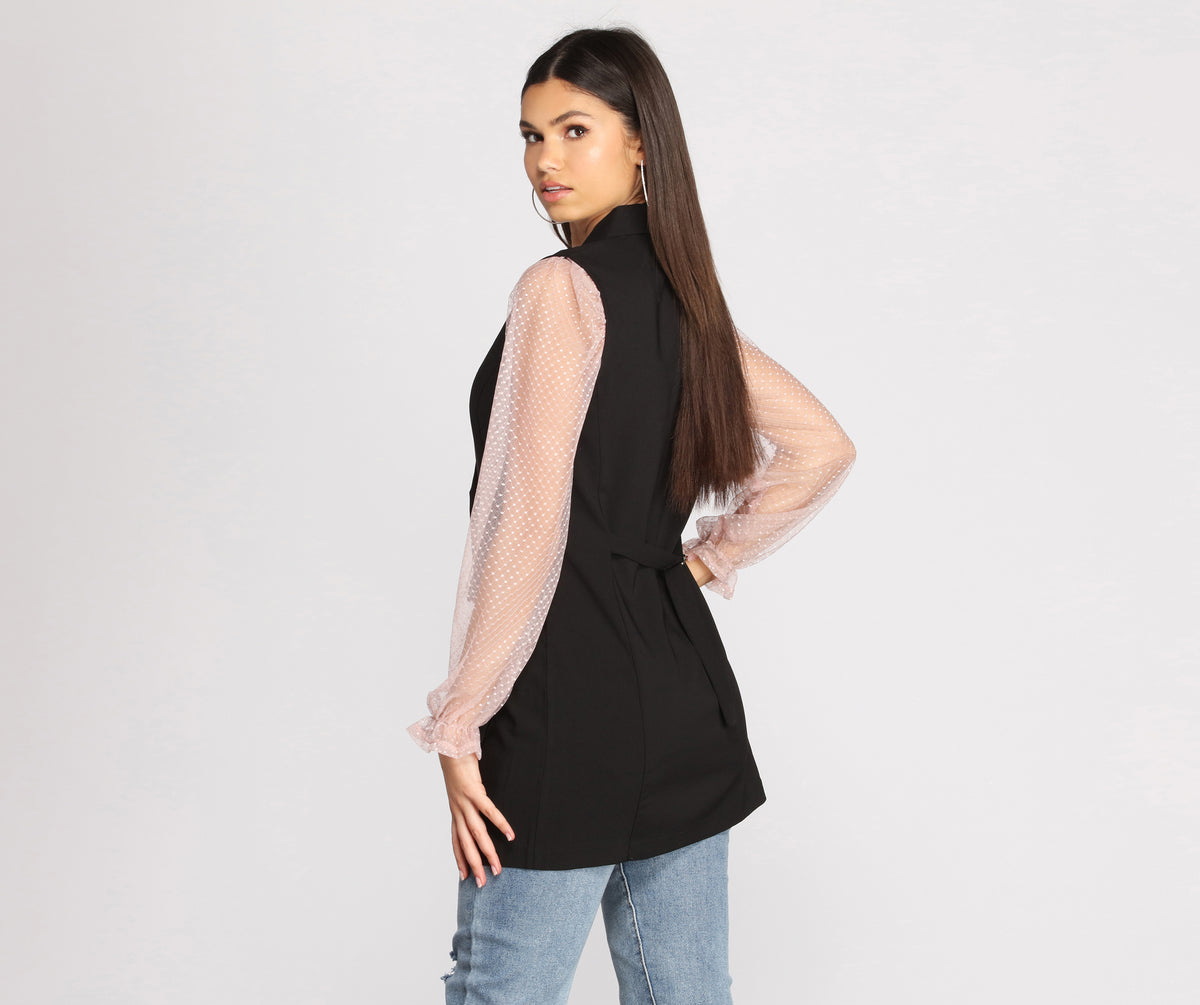 She's Busy Sleeveless Trench Vest & Windsor