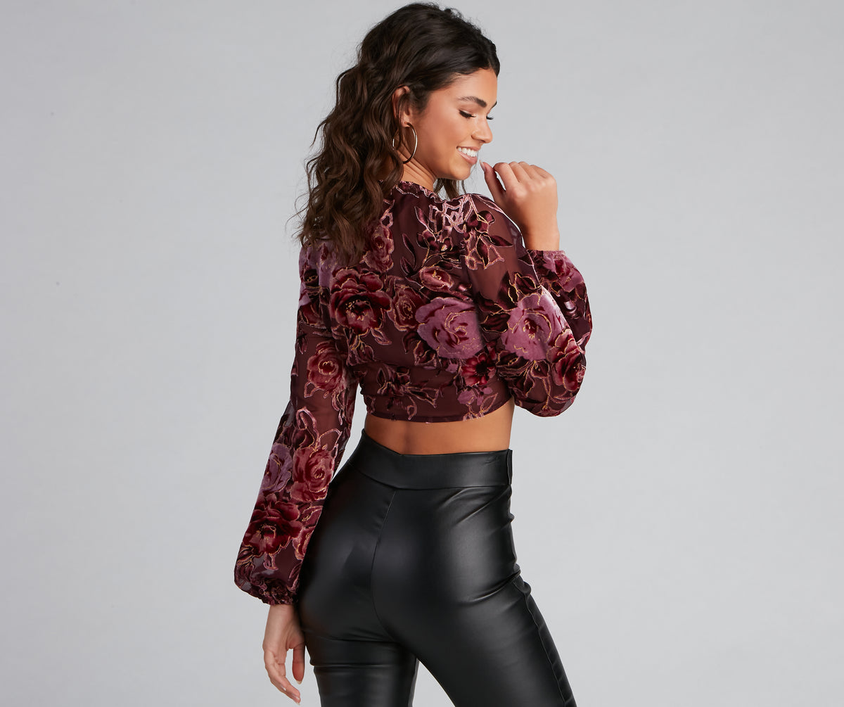 Luxe Velvet Floral Tie-Front Top & Windsor