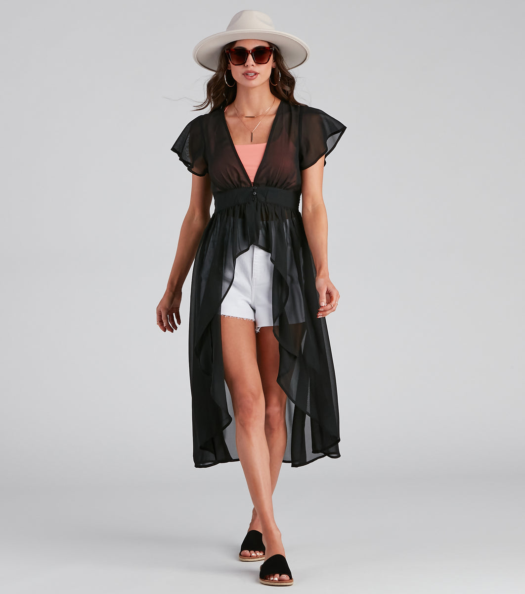 Flirty Flutter Sleeve Chiffon Duster & Windsor