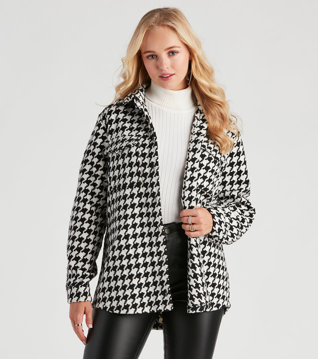 Elevated Chic Houndstooth Woven Shacket & Windsor